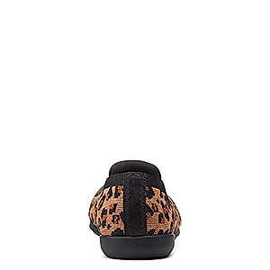 Clarks womens Carly Wish Ballet Flat, Dark Tan/Black Interest Knit, 10 US