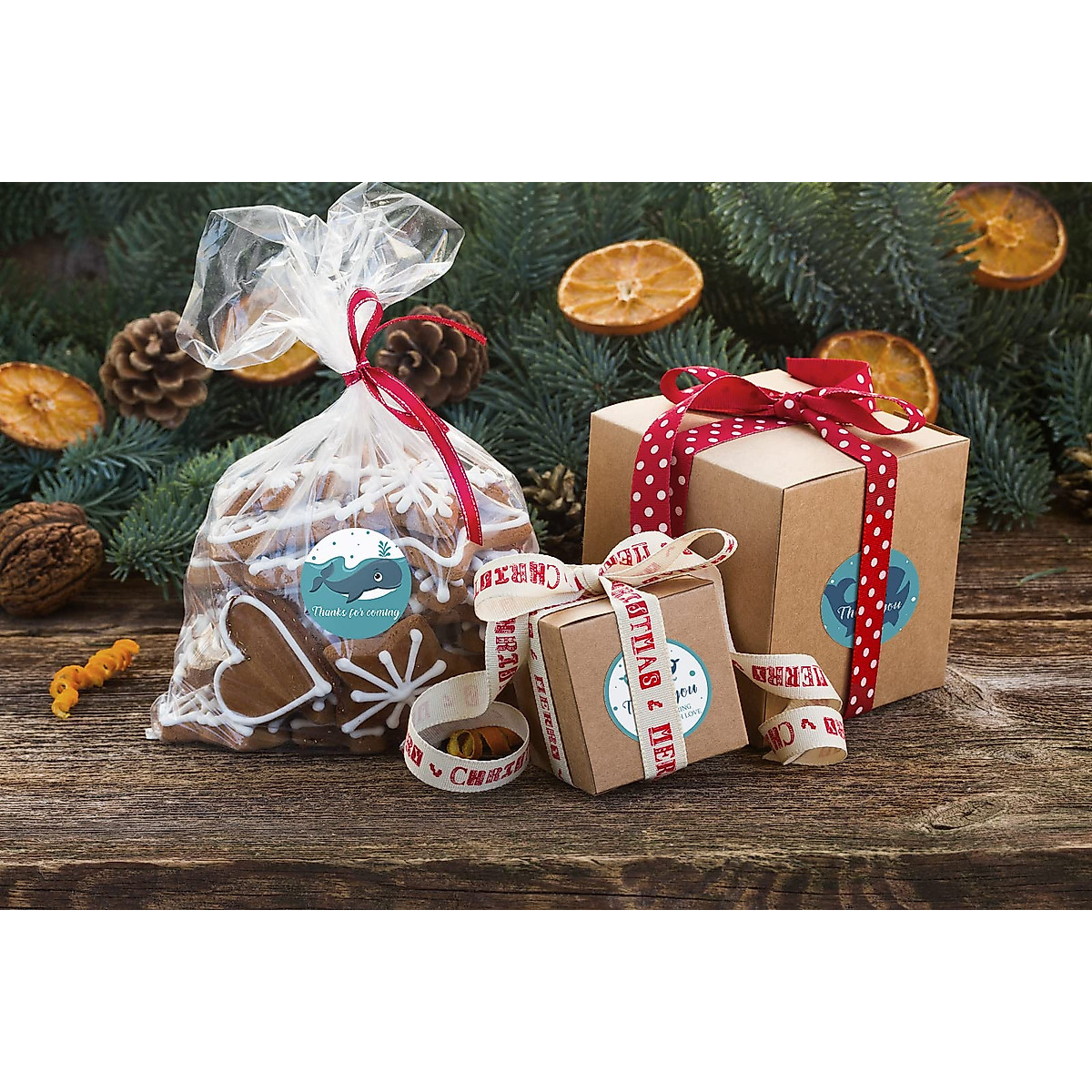 80 Pieces Cute Blue Whale Ocean Thank You Stickers, Baby Shower Birthday Party Decorate Ocean Theme Round Party Gift Wrap Bag Label Decorations, 4 Design Stickers