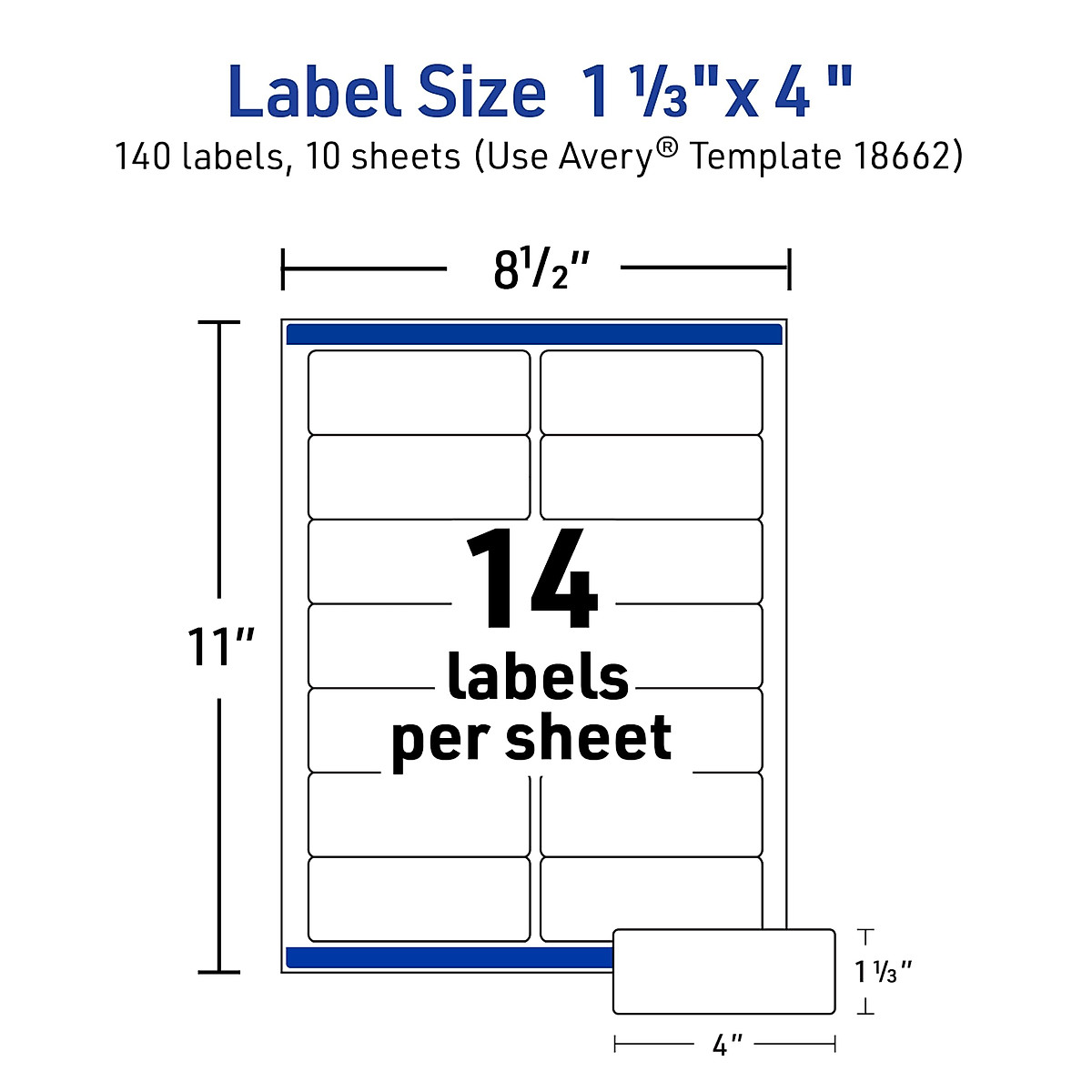 Avery Printable Address Labels with Sure Feed, 1-1/3" x 4", Matte Clear, Permanent Adhesive, Inkjet Printers, 140 Blank Mailing Labels, Great for Mailing, Product Labels, Jar Labels, and More (18662)