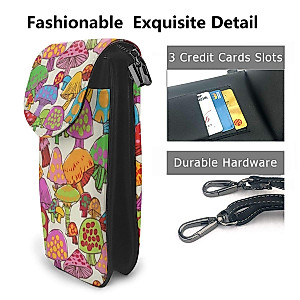 Women Men Girls Boys Mushroom Style Small Crossbody Purse Cell Phone Pouch Mini Tote Shoulder Bag For Travel Work Shopping Walking Dating Outdoor