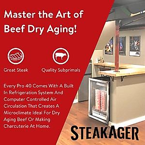 SteakAger PRO 40 Home Beef Dry Aging Refrigerator, Enjoy Dry-Aged Steak Perfection at Home, Black and Stainless Steel with 40Lbs Capacity