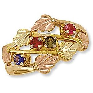 10K Black Hills Gold Mothers Ring by Landstroms - Customize from 2-6 2.5MM Genuine Birthstones
