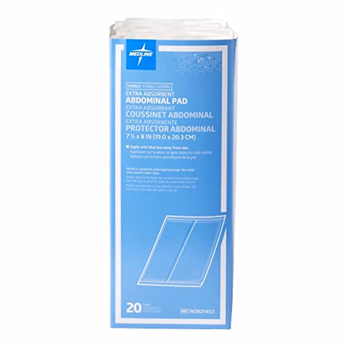 Medline Sterile Abdominal Pad, 8 in x 7.5 in (Pack of 20)