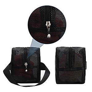 Moyad Mesh Shower Caddy Portable Toiletry Bag Shower Tote College Dorm Room Essentials for Girls Guys Gym Bag Bathroom Shampoo Bags Beach Bag Camping Shower Organizer Hanging Mesh Zipper Bag, Black