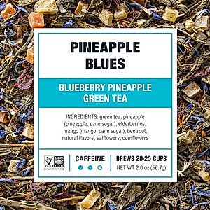 Tiesta Tea - Pineapple Blues | Blueberry Pineapple Green Tea | Premuim Tropical Loose Leaf Tea Blend | Medium Caffeinated Green Tea | Make Hot or Iced Tea & Up to 25 Cups - 2 Ounce Resealable Pouch