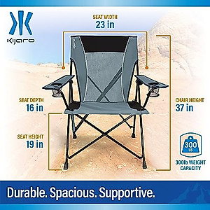 Kijaro Dual Lock Portable Camping Chairs - Enjoy the Outdoors with a Versatile Folding Chair, Sports Chair, Outdoor Chair - Dual Lock Feature Locks Position - Hallett Peak Gray (2 Pack)