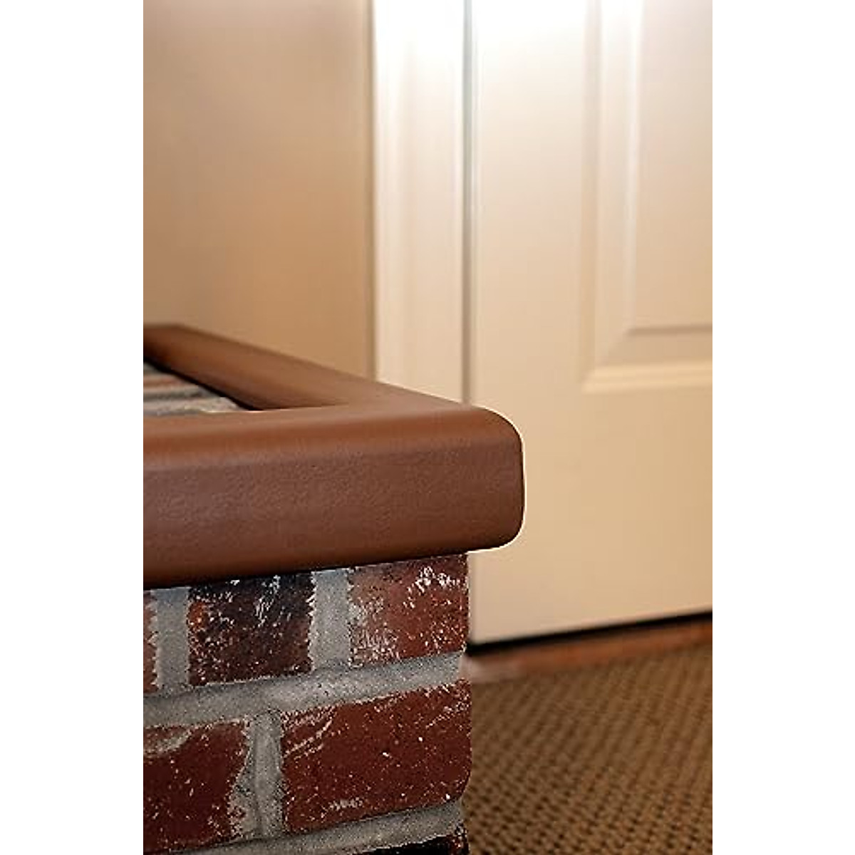 Cardinal Gates KEPK Large Hearth Pad Kit - Fireplace Baby Proofing - Adhesive Backed Fireplace Bumpers for Babies - 12.5 Feet of Padding with 3 Straight Pieces & 2 Corners - Made in The USA - Brown