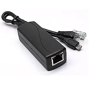ANVISION Active 48V to 5V 2.4A PoE Splitter Adapter with Micro USB Plug, IEEE 802.3af Compliant, for Tablets, Dropcam or Raspberry Pi, IPC, IP Camera and More