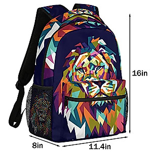 Lion Backpacks for Girls Boys, Abstract Lion Travel Backpack Laptop Backpack Waterproof School Backpack Bookbags for Teens Kids Backpack with Multiple Pocket Hiking Daypack Casual Bag