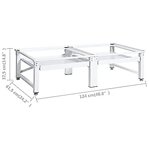 CHARMMA Double washing machine stand,laundry pedestal for washer and dryer with pull-out shelf Raises Your Washer & Dryer,stand steel,Stand Heavy Duty up 440 lb