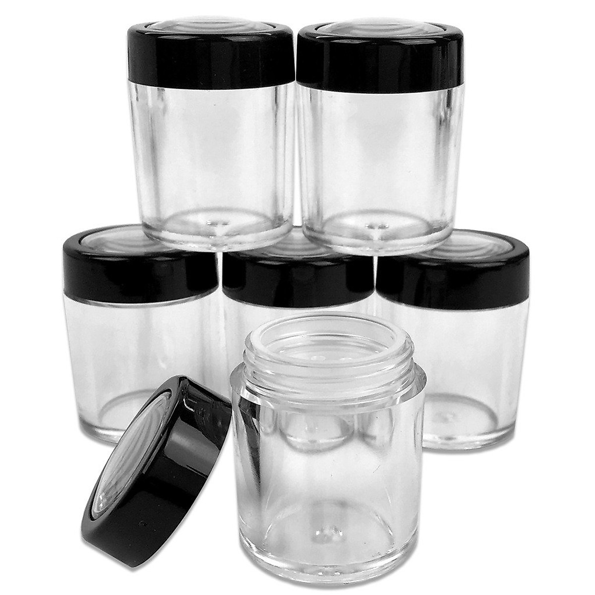 (Quantity: 12 Pieces) Beauticom 10G/10ML Acrylic Transparent Cylinder Sifter Container Jar with Clear Lid Window