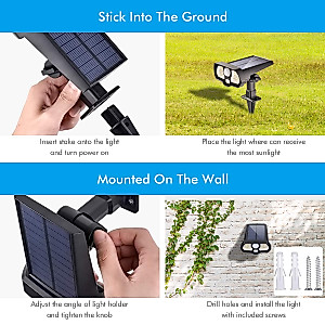 Solar Motion Sensor Light Outdoor 42 White LEDs 2 Red LEDs Ultra Bright, 2 in 1 Landscape Solar Wall Solar Light Wireless Solar Security Light Great Detection for Garden Driveway Carport Patio Yard