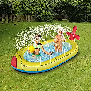 Josen Splash Sprinkler Pool,Outdoor Water Play Toys for Toddlers and Kids,Baby Splash Pad,Children Ball Pit Pool, Birthday Gifts for Boys and Girls,(4 Rubber Ducks Included) - Submarine