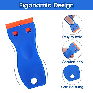 Multipurpose Plastic Scraper Set Plastic Scraper Portable Cleaning Scraper Non-Scratch Scraper Tool with 10Pcs Plastic Blades and 3Pcs Double-Head Detail Cleaning Stick for Sticker Decals Label