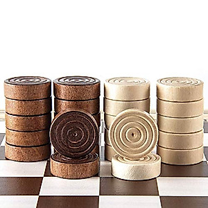 AMEROUS Wooden Checkers Set, Checkers Board Game with Storage Grooves - 24 Checkers Pieces - Gift Box Packed, Classic Board Games for Kids, Adults