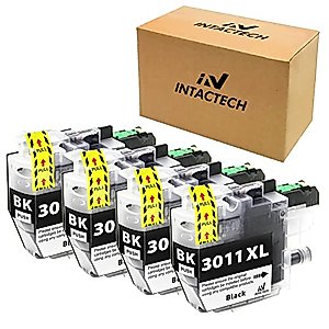 Intactech Compatible Ink Cartridges Replacement for Brother LC3013 LC3011 Black BK for Brother MFC-J491DW MFC-J895DW MFC-J690DW MFC-J497DW Printer (4 Pack)