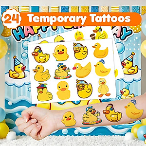 48PCS Duck Party Favors 24PCS Tattoos 24PCS Slap Bracelets Gifts Ideal Birthdays Party Supplies Decorations Cute Snap Bracelets Decor Baby Shower Classroom School Prizes Boys Girls Rewards