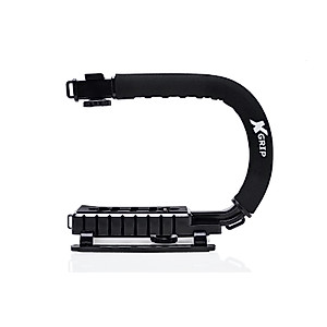 Opteka X-Grip Professional Camera/Camcorder Action Stabilizing Handle with Accessory Shoe for Flash, Mic, or Video Light (Black)
