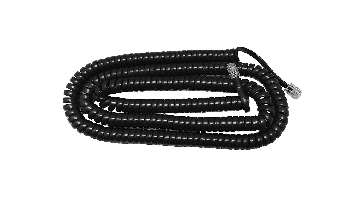 The VoIP Lounge 25ft Black Curly Coil Cord for Landline Phones