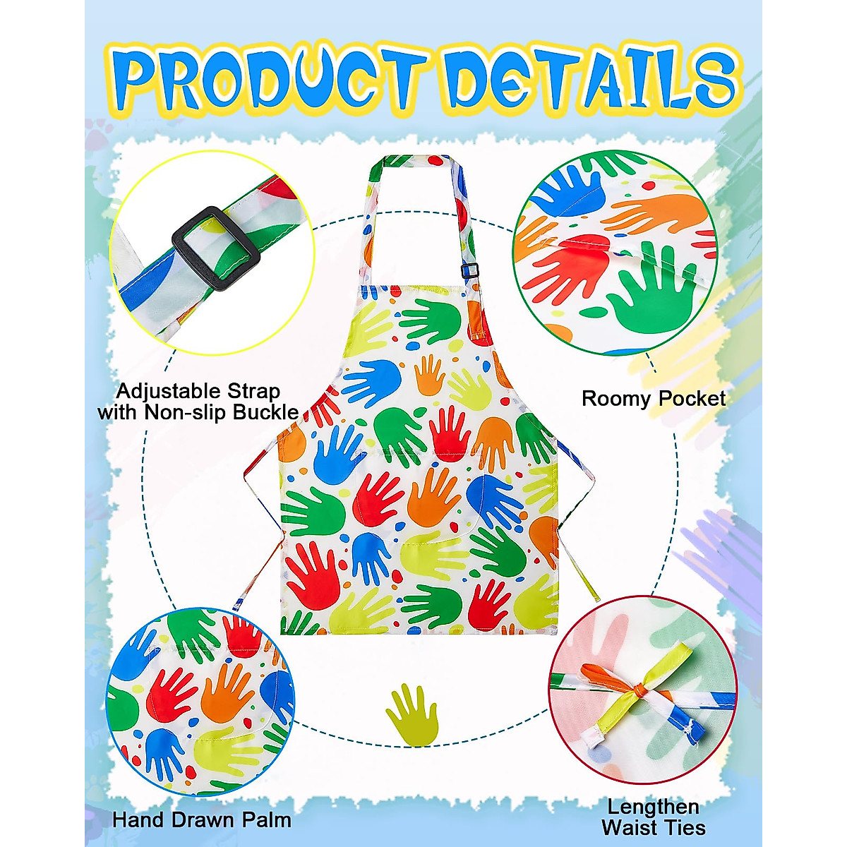 Lictin 2 Pack Kids Apron for Girls Boys Art Aprons for Cooking, Waterproof Art Apron with Pockets for Kids Painting Cooking Baking (4-12 Years)