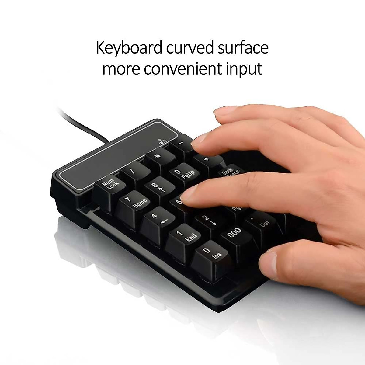 Kadaon USB Number Pad, 19 Keys Waterproof Silent Numeric Keypad with Mini USB cable, for Laptop/Notebook, Compatible with Windows System