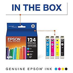 EPSON T124 DURABrite Ultra -Ink Standard Capacity Black & Color -Cartridge Combo Pack (T124120-BCS) for Select Epson Stylus and Workforce Printers