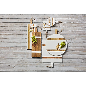 Mud Pie Wooded Square Board,White, 23 1/4" x 16 3/4"