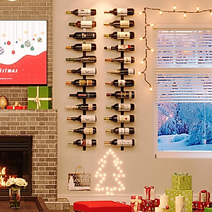12 Bottle Wall Mounted Wine Rack, Adjustable Tier Wall Hanging Wine Holder Towel Rack, Detachable Wine Storage Organizer Used As One or Four, for Kitchen, Pantry, Dining Room, Bar, Wine Cellar