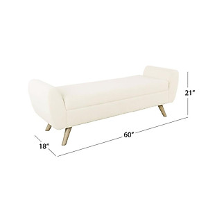 HomePop Modern Storage Bench with Wood Legs Home Décor|Bench with Storage for Living Room & Bedroom - Sherpa Cream