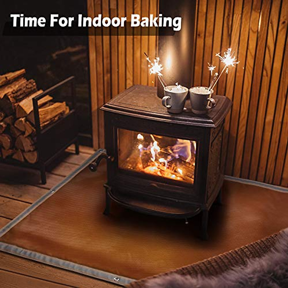 OutdoorMaster Fire Pit Mat Upgrade Insulation Cotton 5-Layer Design |36" x 45"| Grill Mat/Fireproof Mat/BBQ Pad/Ember Mat 2-in-1 Fireproof Fabric Protect Wood, Lawn Fireproof Pad for Outdoor-Brown,M