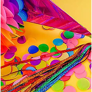 La Sol Imports Round Tissue Confetti Circle Dots Rainbow - Confetti for Party Table Wedding Celebrations Multicolor Biodegradable Paper Tissue 1 inch Circles, 1.4 Ounce (Pack of 1)