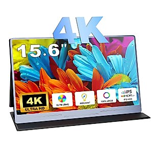 ZSCMALLS 4K Portable Monitor 15.6 Inch 100% sRGB HDR IPS FHD USB-C Laptop Monitor HDMI Computer Display, Gaming Monitor with Smart Cover&Speakers for Laptop PC MAC Phone PS4/5 Xbox Switch