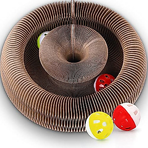 Dosanlues ﻿Cat Ball Toy, Foldable Cat Ball Track with 2 Cat Bell Balls, Magic Organ Cat Scratching Board Cat Toy for Indoor Cats Exercise, Cat Scratcher