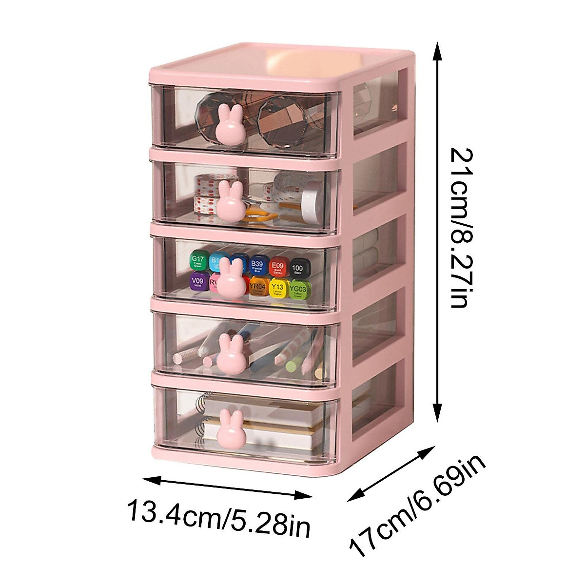 Dosulou Stackable Makeup Organizer and Storage - Clear Plasticss Storage Drawer with Pull-Out Handles | Multi-use Organizing Bins for Kitchen, Bedroom, Bathroom, Offices, Utensils, Makeup, Jewellery