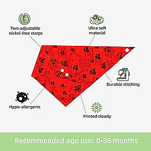 Augenstern Cotton Baby Bibs Chinese New Year Good Fortune Baby Bandana Drool Bibs Teething Food Bib