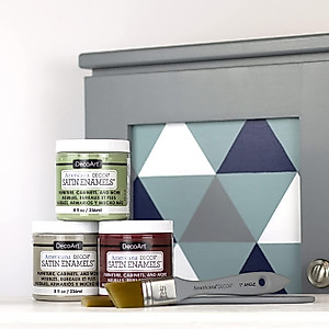 DecoArt Americana Decor Satin Enamels - 2 Pack 8 Oz Classic Black Acrylic Paint Set for Wall Decor, Kitchen Decor, Home Decor Wall Art - DIY Projects & Home Design Furniture Paint Set with E-book