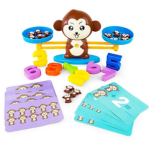 Boley Monkey Balance Math Game - 62 Piece Educational Math Games for Kids Ages 3 and Up - for The Home, Classroom, Preschool, Kindergarten, and Daycare