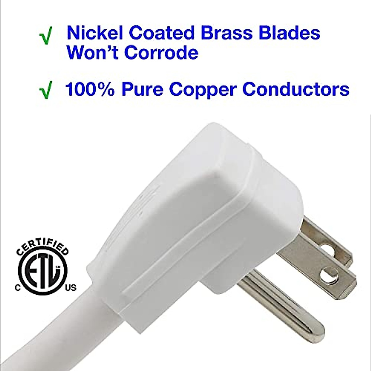 Clear Power 6 Outlet Power Strip 3 ft Power Cord, Low-Profile Flat Plug, 3-Prong Grounded, White, 15 Amp Circuit Breaker, 2 Pack, DC3S-00222P-DC