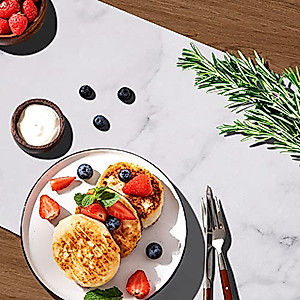 Trivet Table Runner Hot Plates Mat 12 X 40 Inch Heat Resistant Table Protector Waterproof Decorative Farmhouse Kitchen Trivets Counter Heat Proof Placemats for Hot Dishes (Marble)