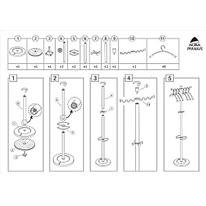Alba PMWAVE Wavy Coat Tree, Six Hangers/Two Knobs/Four Hooks, Silver Steel/Wood