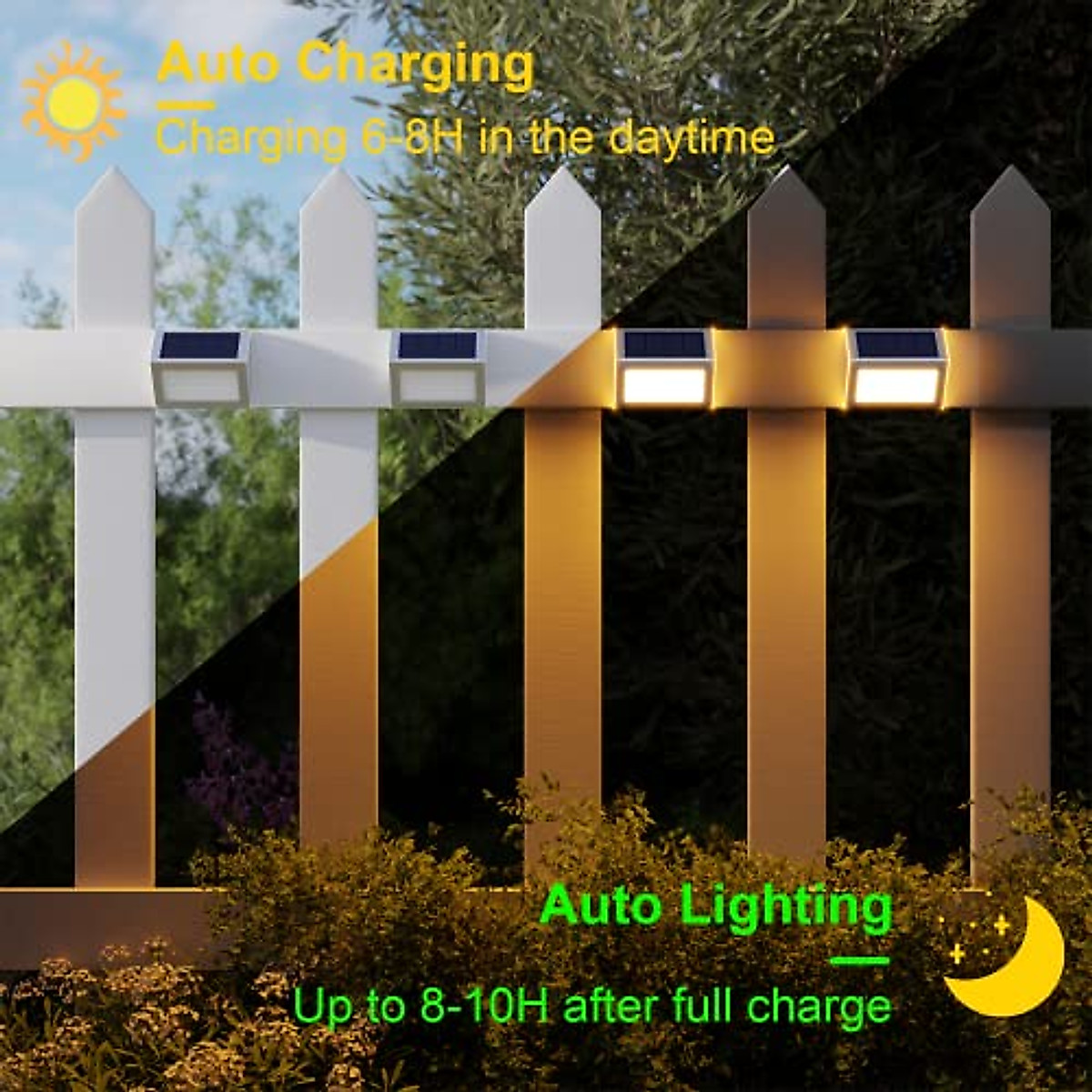 JSOT Solar Deck Lights, 12 Pack Solar Fence Lights, Solar Lights Outdoor Waterproof Solar Powered Outside Lights for Garden Backyard Patio Yard Wall Stair Step Railing Post Lamp Lighting, Warm Light