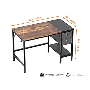 HOMIDEC Office Desk, Computer Desk with Drawers 47" Study Writing Desks for Home with Storage Shelves, Desks & Workstations for Home Office Bedroom