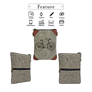 Mona B Canvas Handbag for Women | Zipper Bag | Crossbody Bag | Stylish Vintage Recycled Upcyled Bags Women (Brown-Cruiser)