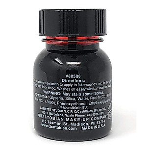 Graftobian Blood Gel 1oz Bottle - Special FX Fake Blood for Halloween - Drips & Never Dries