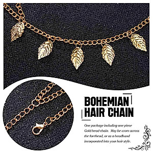 Jovono Boho Hair Chain Gold Leaf Head Chain Headpiece Tassel Greek Costume Hair Accessories for Women and Girls