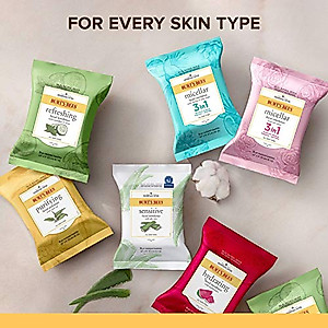 Burt's Bees, 3 in Facial Cleanser Towelettes and Makeup Remover Wipes and Made Repurposed Cotton, Micellar with Coconut & Lotus Water, 30 Count (Pack of 2)