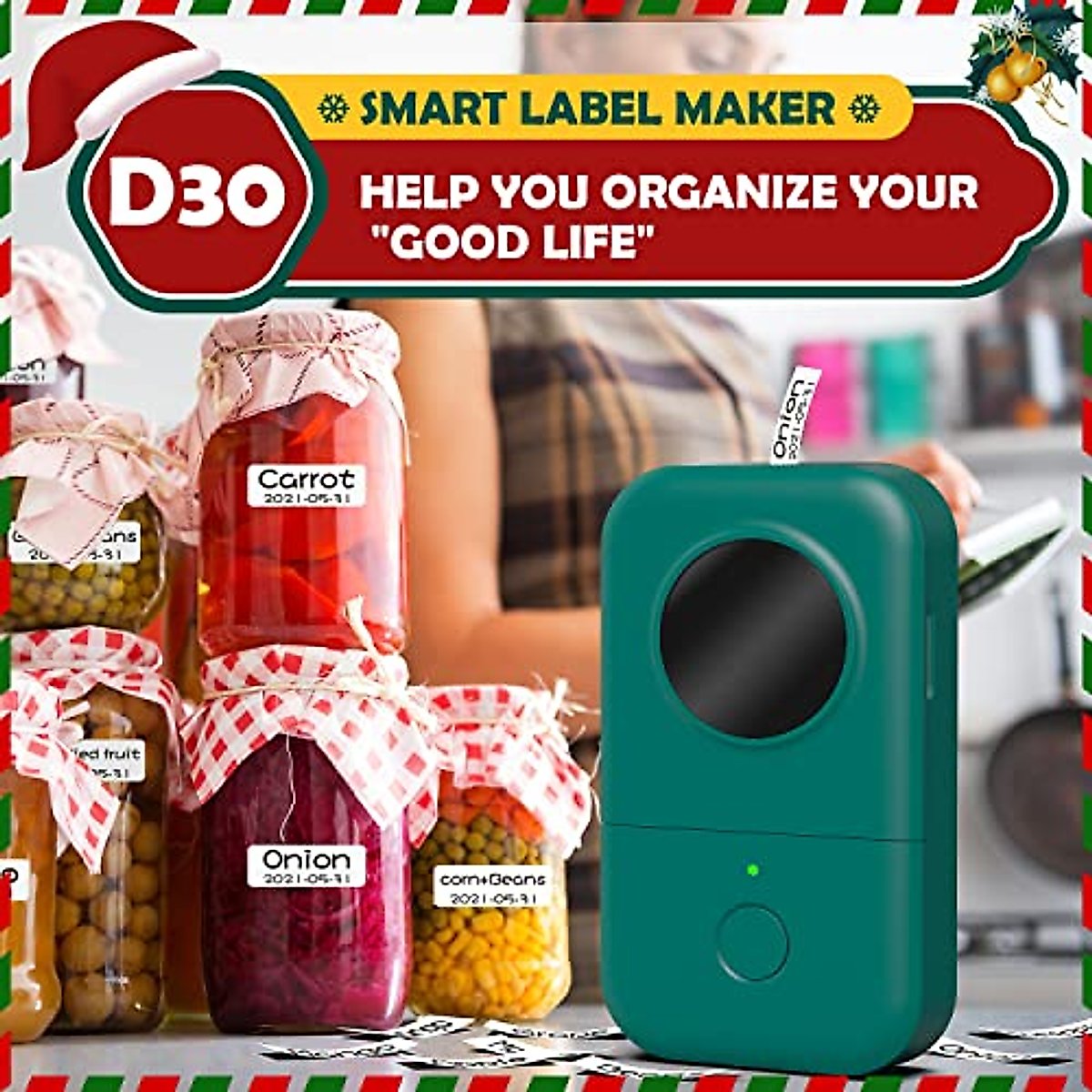 Label Maker - Thermal Smart Mini Label Printer Machine - COLORWING D30 Bluetooth Wireless Portable Labeling Printer, Compatible with iOS & Android (USB Rechargeable)