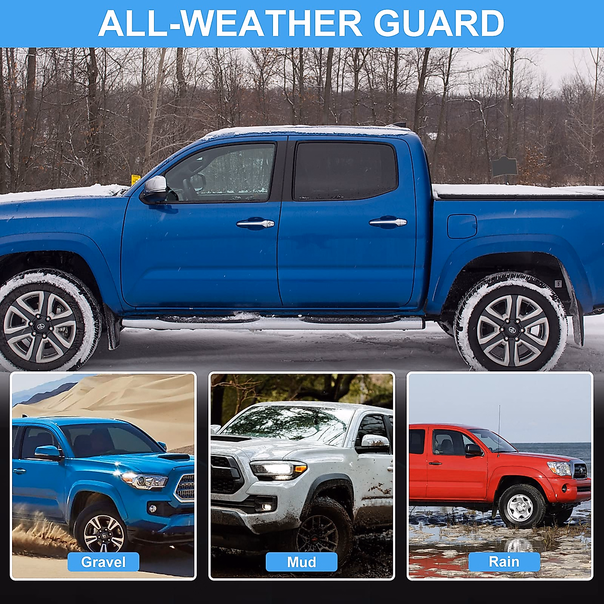 Mud Flaps Splash Guards Compatible with Toyota Tacoma 2023 Pickup (with Fender Flares), All Weather Guard Mudguards Mudflaps with Hardware Kits Accessory Front & Rear Tire Guards (4PCS)