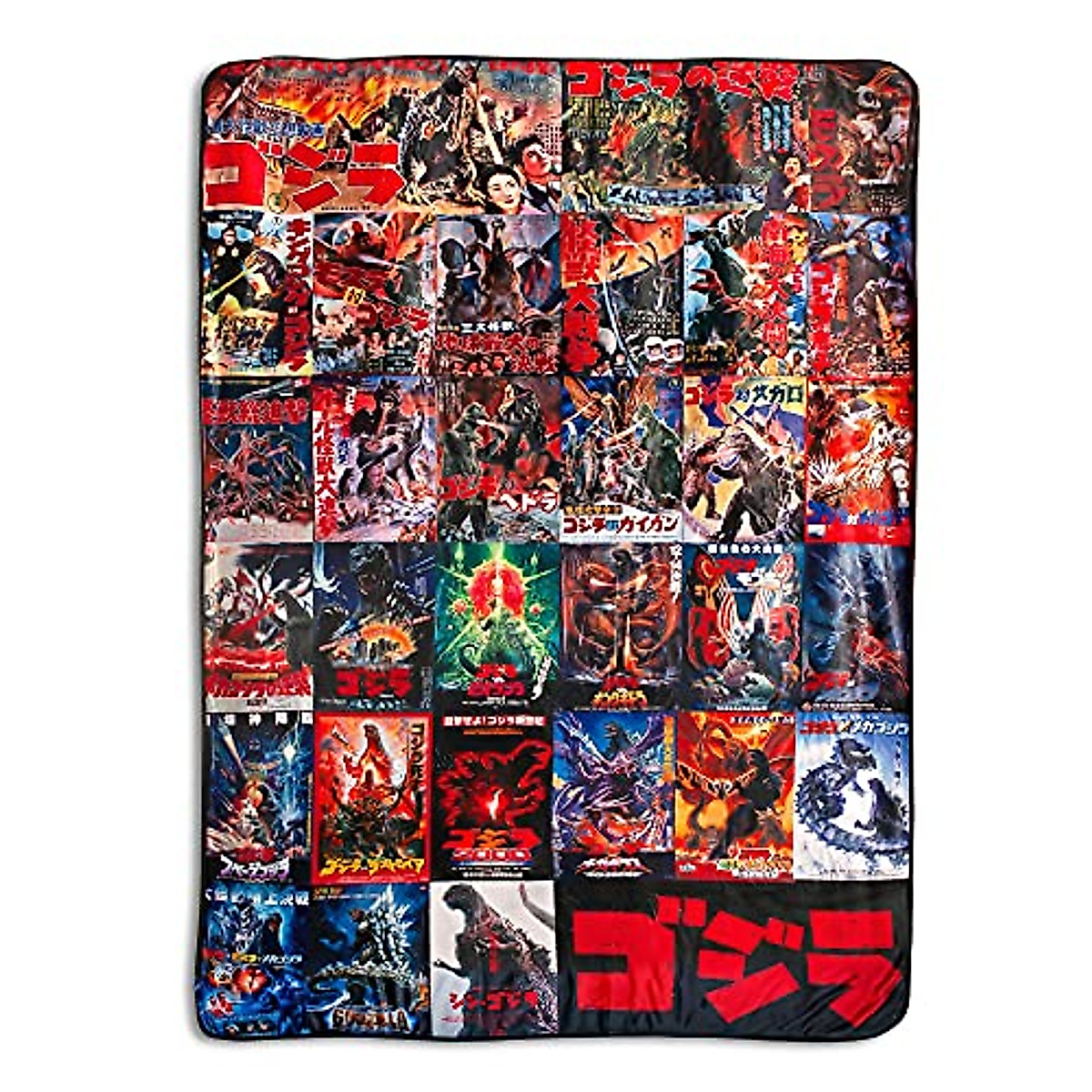 Surreal Entertainment Godzilla Movie Poster Oversized Plush Throw Blanket | Cozy Sherpa Cover For Sofa, Bed Super Soft Fleece Official Kaiju Monster Gojira Collectible 76 x 54 Inches, Red, One Size