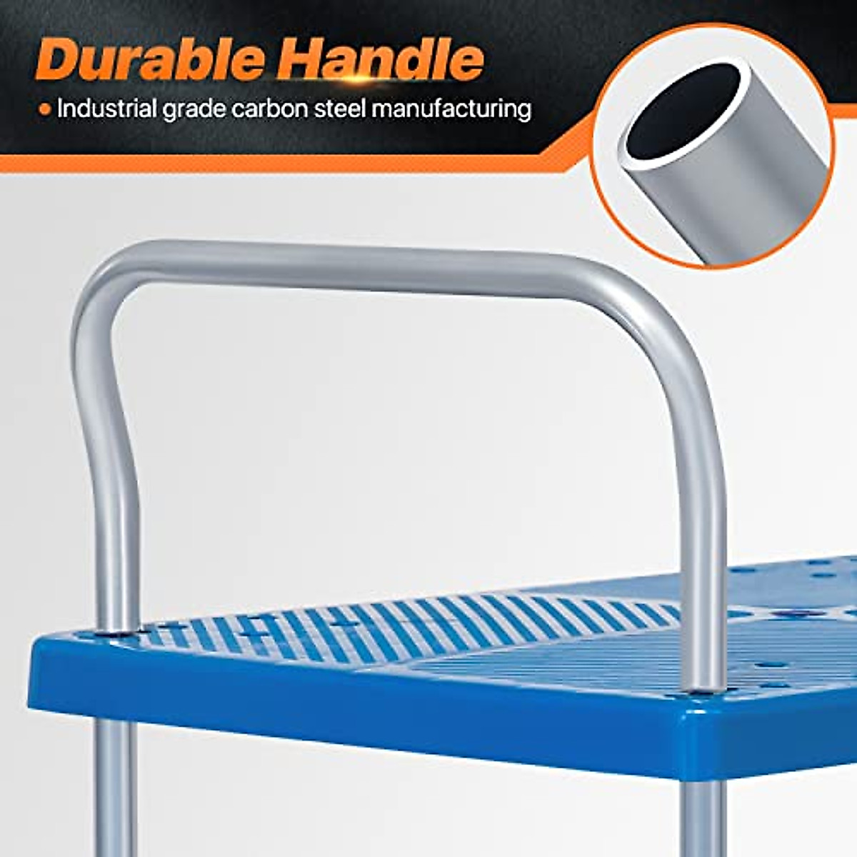 MoNiBloom 2 Tier Steel Utility Cart Multipurpose Service Trolley Cart with Wheels Great for Warehouse Garage Office, 661 lbs Capacity